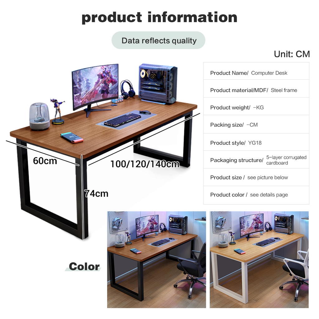 140*74*60cm ] Computer Desk Office study desk pc desk furniture desk home table Desks Tables ...