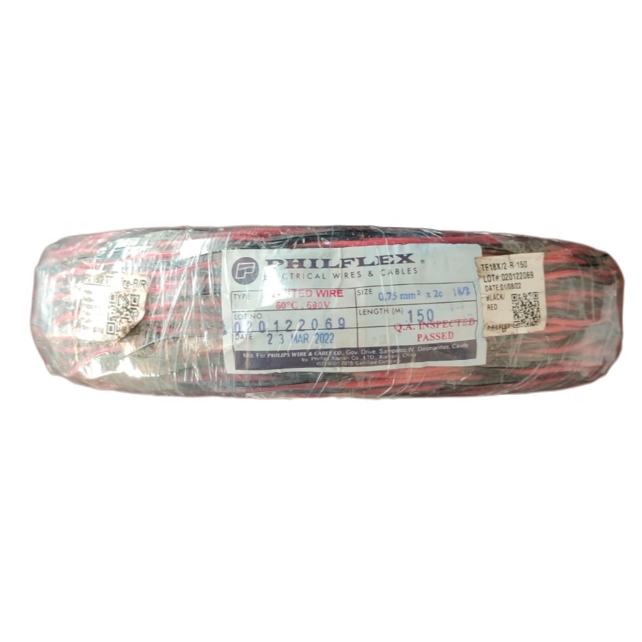 Philflex TF Wire AWG 18/2 (0.75mm/2)150M Stranded Hook Up Wire Red/ Black Twisted Wire - PXTF18 ...
