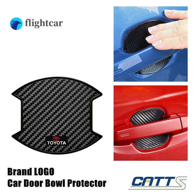 FT 4 pieces Carbon Fiber Texture TPU Car Door Bowl Sticker Car Door ...