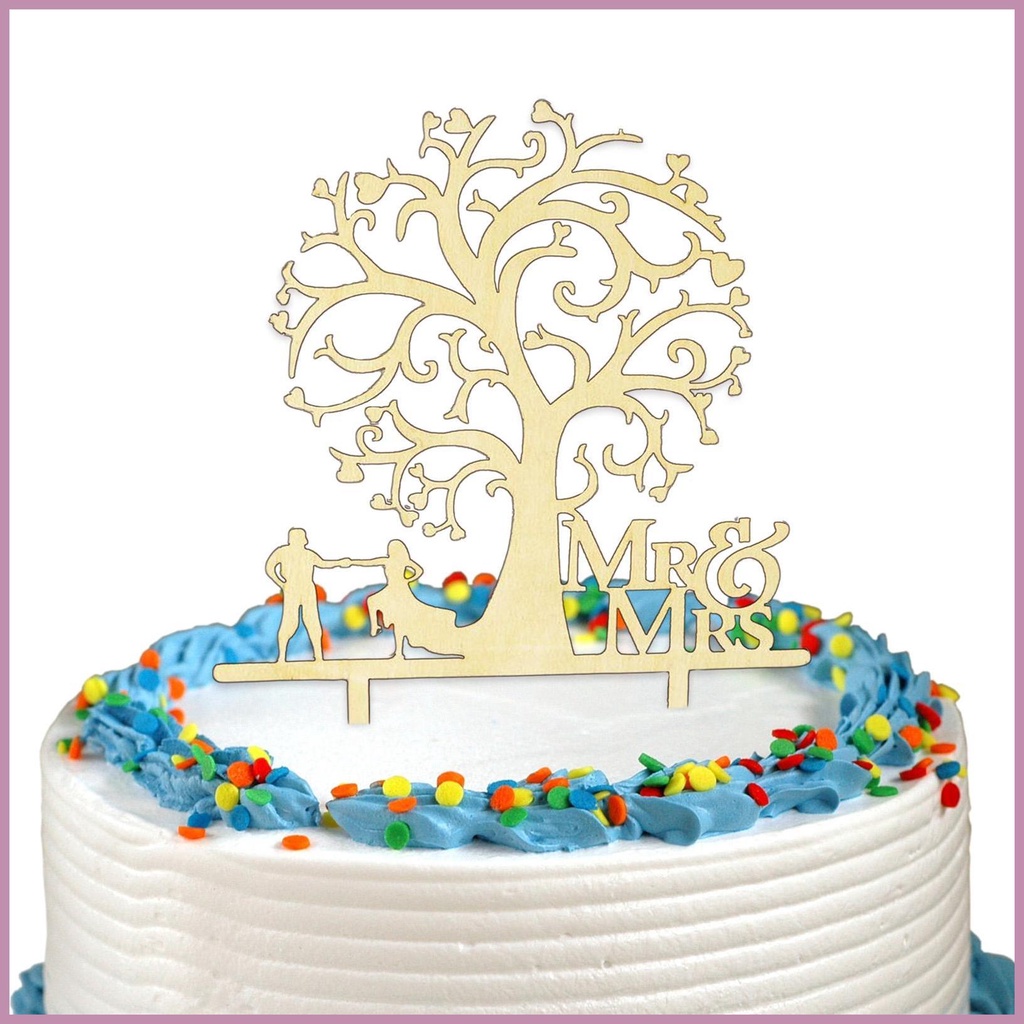 Wedding Shower Cake Topper Reusable Wooden Wedding Cake Topper Bride ...