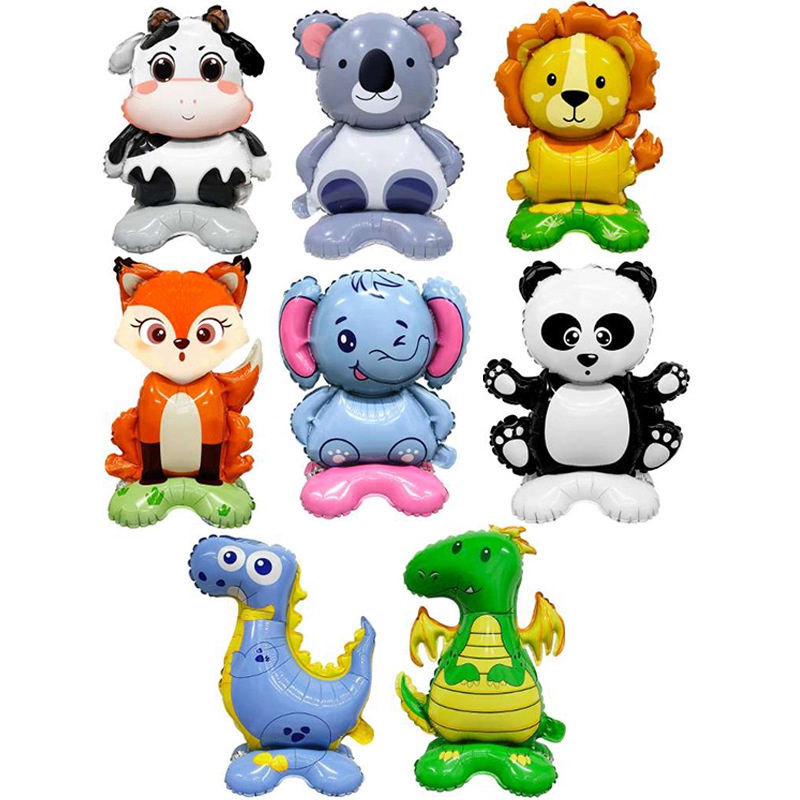 Cartoon Animal Pillar Aluminum Film Balloon Lion Elephant Fox Children ...