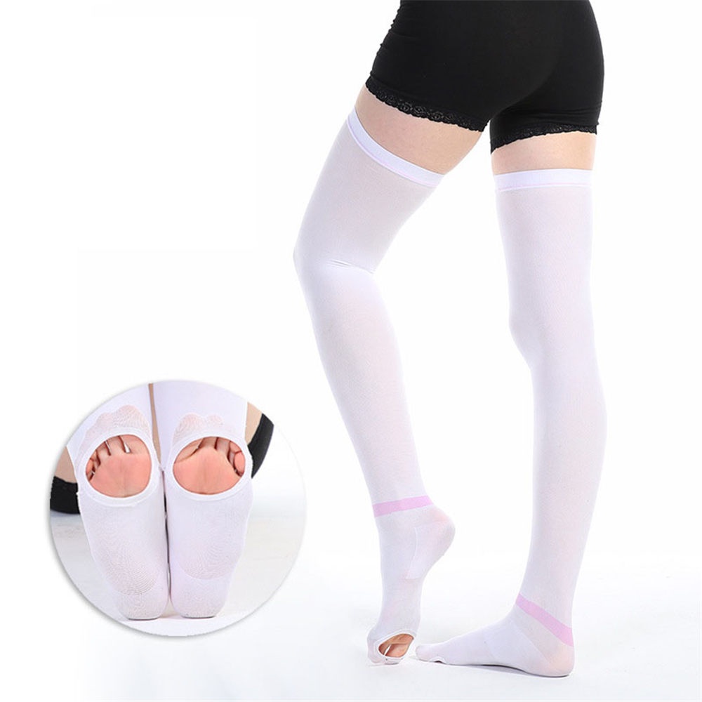 1Pair Anti Embolism Compression Stockings 15-20mmHg Thigh High Calf ...