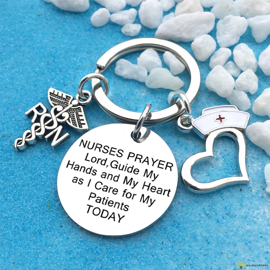 Nurses Prayer Lord Keychain English Slogan Nurse Slogan Stainless Steel ...