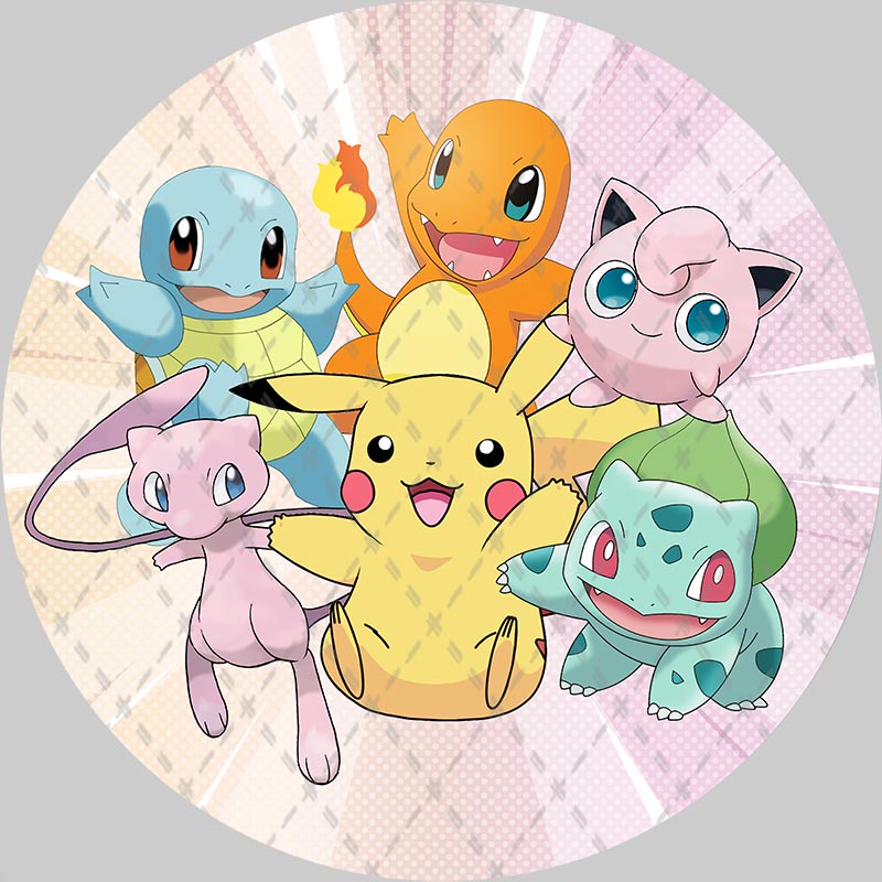Pokemon Round Birthday Backdrop For Photography Baby Shower Kids ...