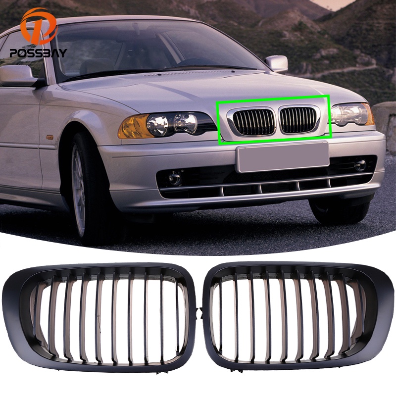 POSSBAY Car Racing Grills Front Kidney Grille Matte Black for BMW 3 ...