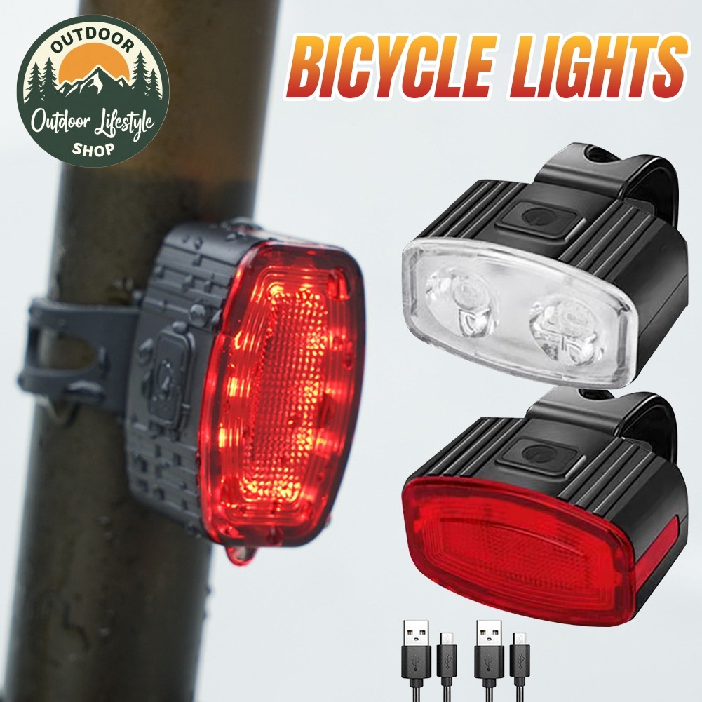 USB Rechargeable Bike Lights, LED Flash Light Warning Outdoor Night ...