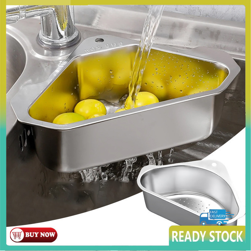 Triangular Sink Drain Basket Kitchen Sink Fruit Vegetable Drainer Sink ...