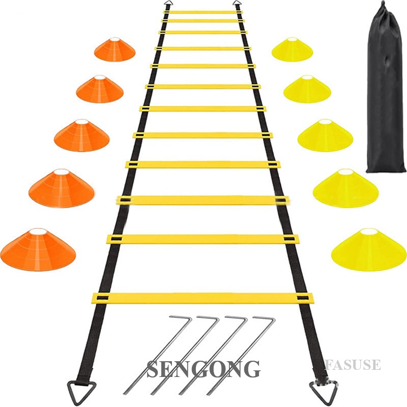 SENGONG Soccer Agility Training Equipment Set, 12 Rung 20Ft Agility Ladder, 10Disc Cones, 4 ...