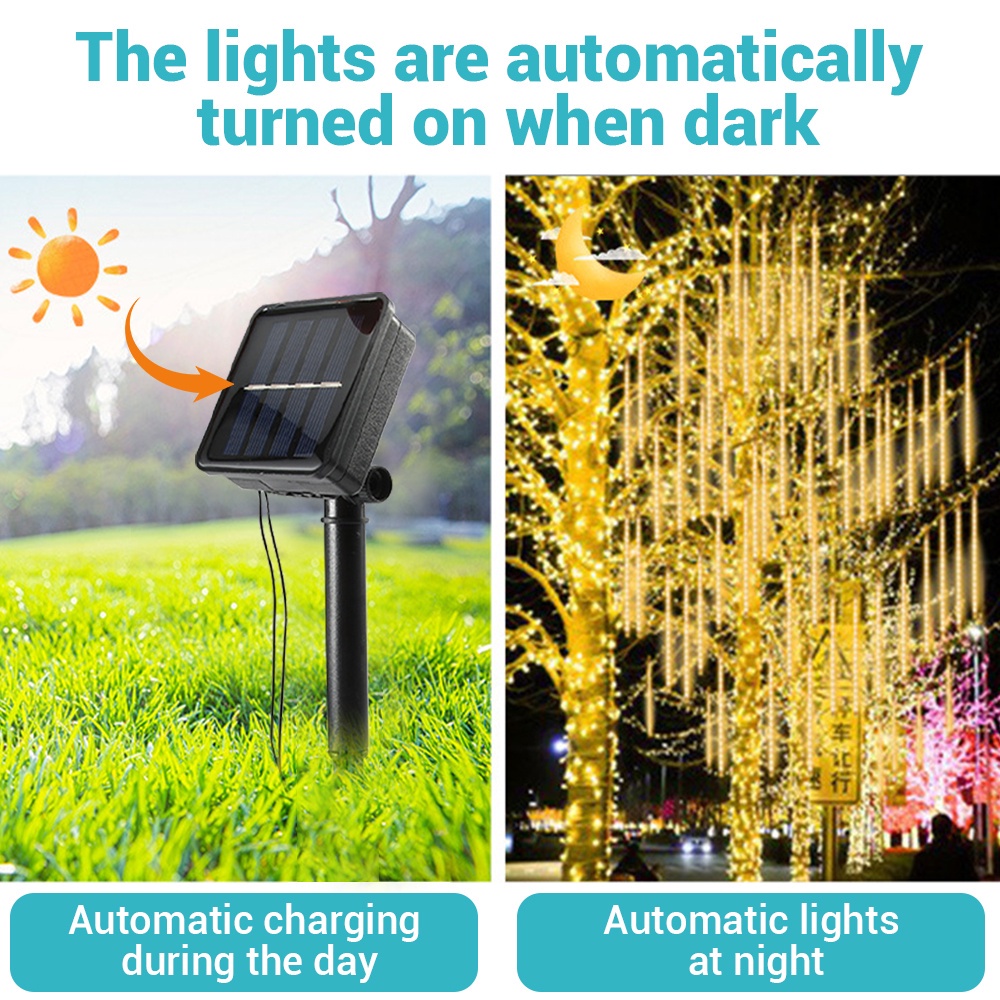 Meteor Shower Solar Led Rain Lights Waterfall Led Solar Light Outdoor ...