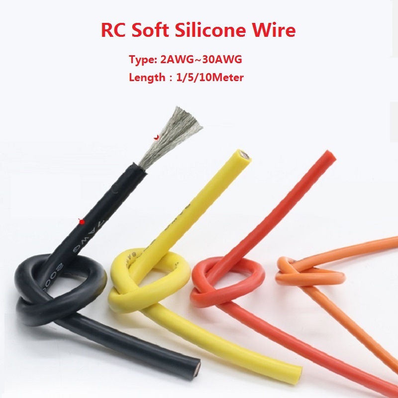 1Meter RC Soft Silicone Wire 8AWG/10AWG Heat-resistant Cable Copper ...