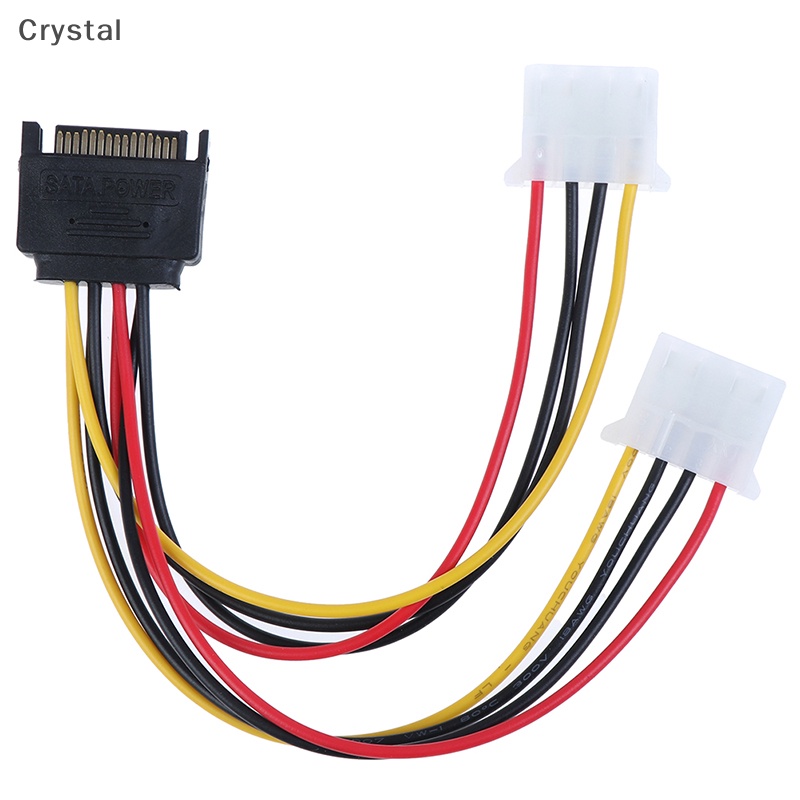 Crystal- 15Pin SATA male to double 4 pin molex female ide hdd power ...