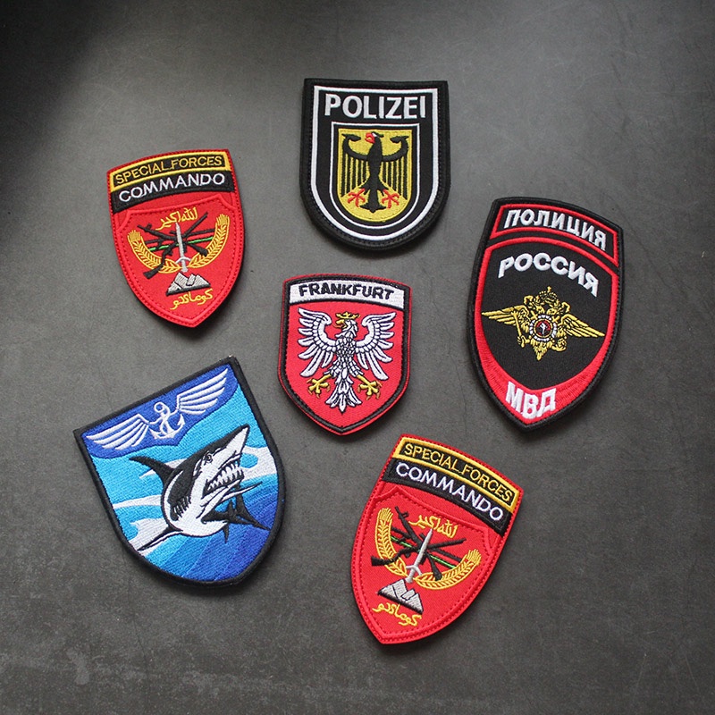 Shield Military Fan Tactical Morale Badge 3D Embroidered Velcro Patch ...