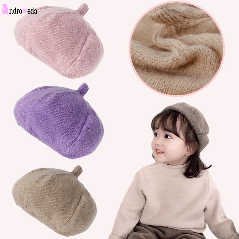 Kawaii Solid Color Autumn Winter Girls Beret Hat Warm Comfortable ...