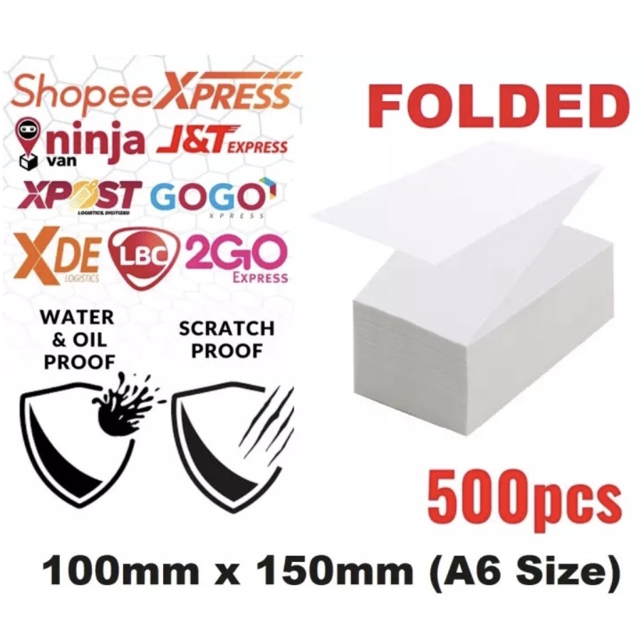 Waybill Sticker FOLD TRIPLE PROOF Thermal Shipping Label Barcode ...