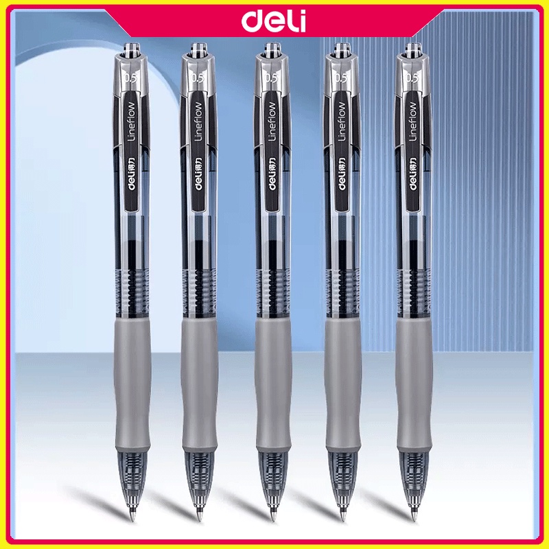 Deli Press Gel Pen 0.5mm Black Bullet Tip Ballpen Sign Writing Pen For ...