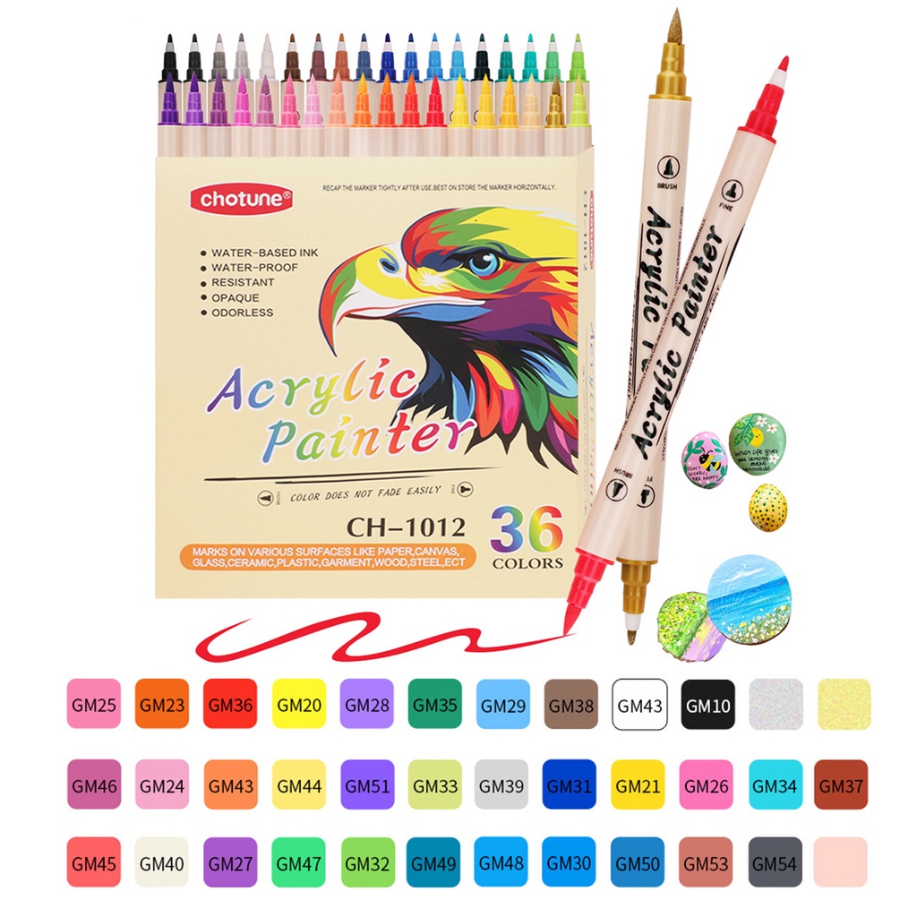 12-36 Colors Double Head Acrylic Markers Pen Set Art for Painting Kid ...