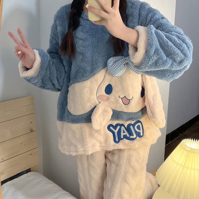Blue Cinnamoroll Babycinnamoroll Coral Velvet Pajamas Women's Winter ...