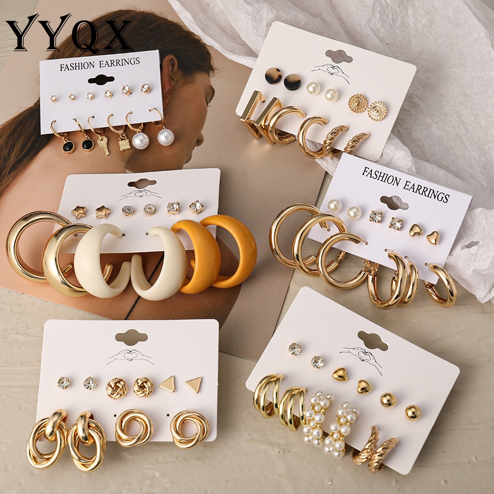 Fashion Gold Pearl Hoop Earings for Women Retro Butterfly Zircon ...