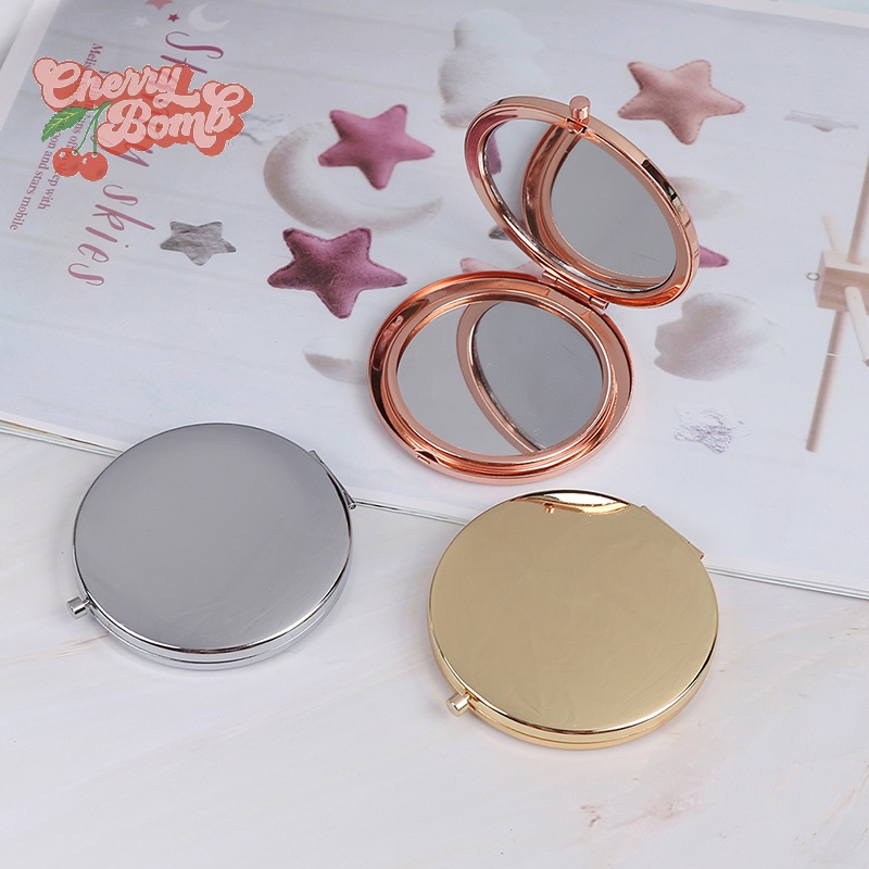 (Cherry Bomb) Vintage alloy compact pocket mirror folded makeup ...