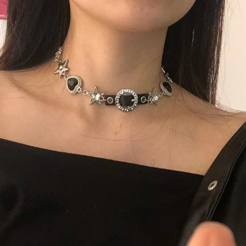 Sweet Cool Black Diamond Punk choker Necklace Hot Girl Asian Culture ...
