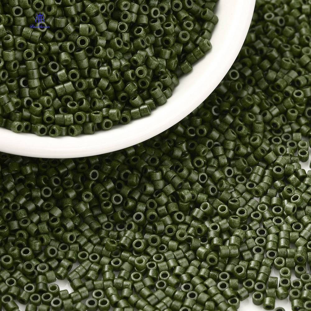 10g Cylinder Seed Beads Frosted Colors Uniform Size Dark Olive Green ...