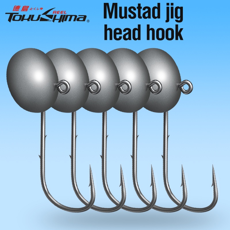 10PCS Mustad Jig Head Fishing Hooks Barb Saltwater Lead Jig Head Hook 0 ...
