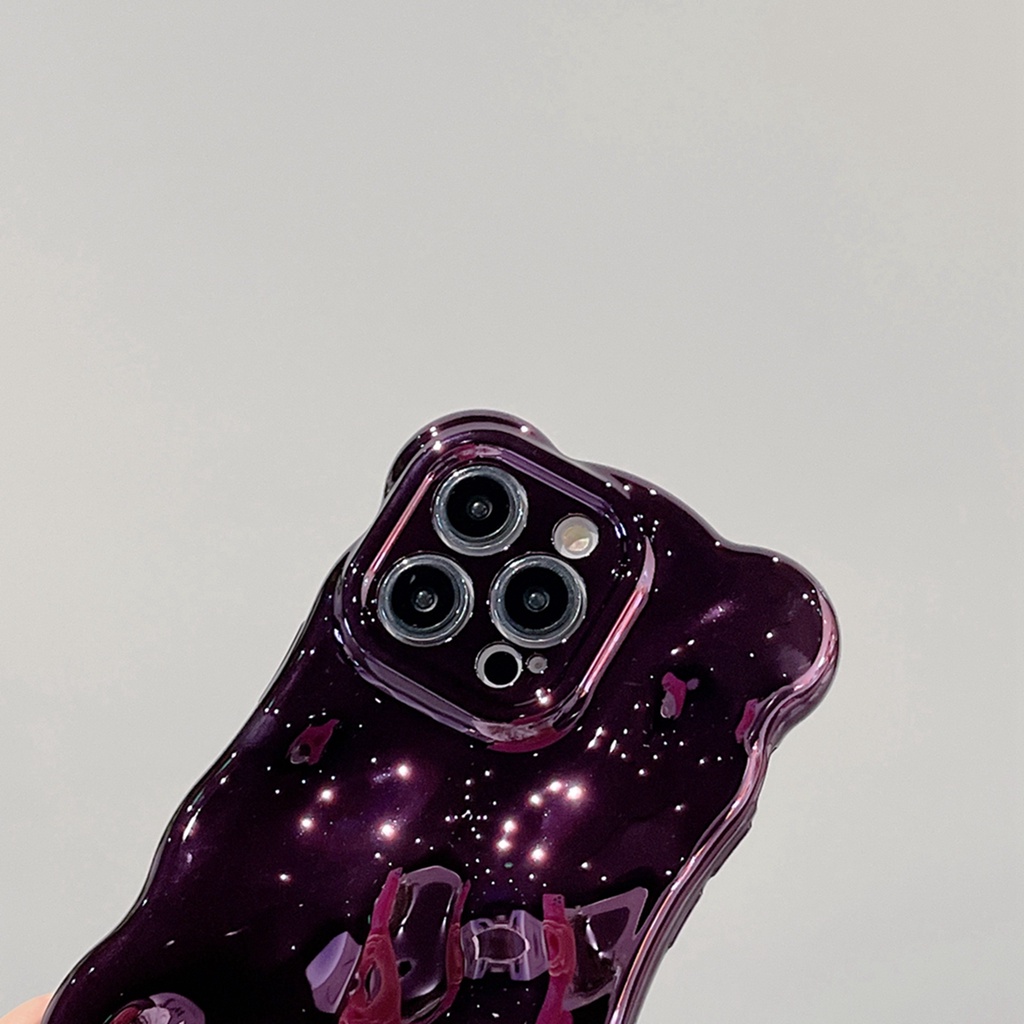 Electroplated Grape Purple ins Style Wave Bubble Phone Case for iPhone ...
