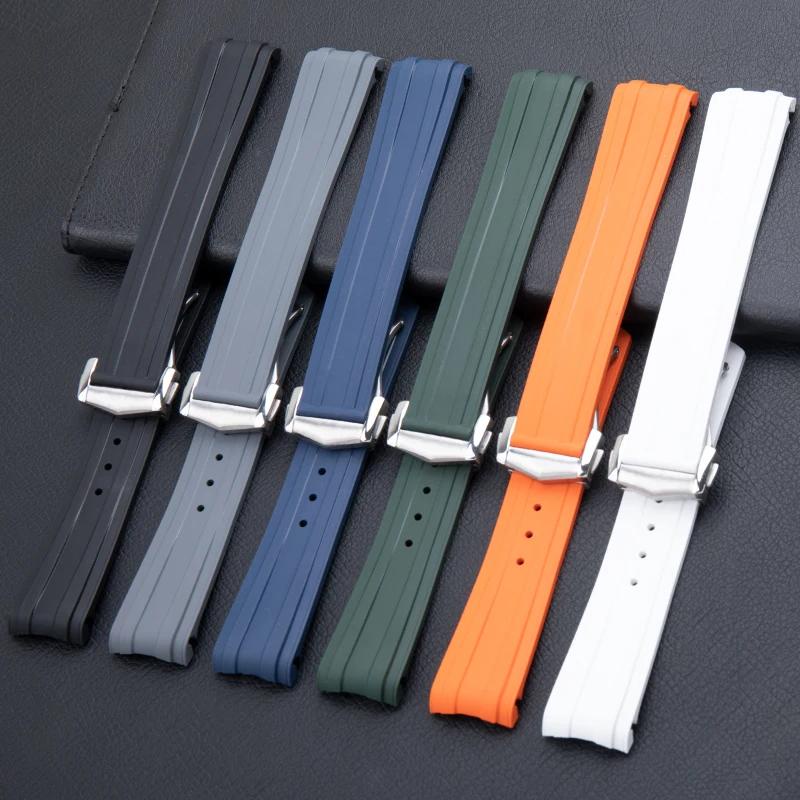 with logo New 20mm FKM Fluorous Rubber Curved End For Omega Strap For ...