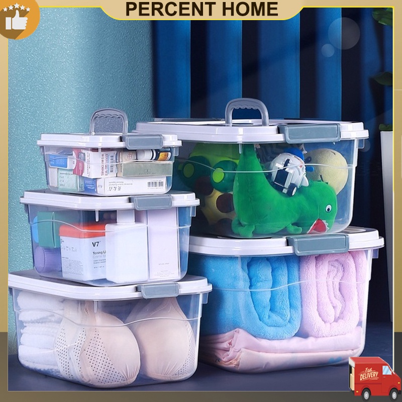 Transparent Storage Box Organizer Megabox Plastic Container With Handle ...