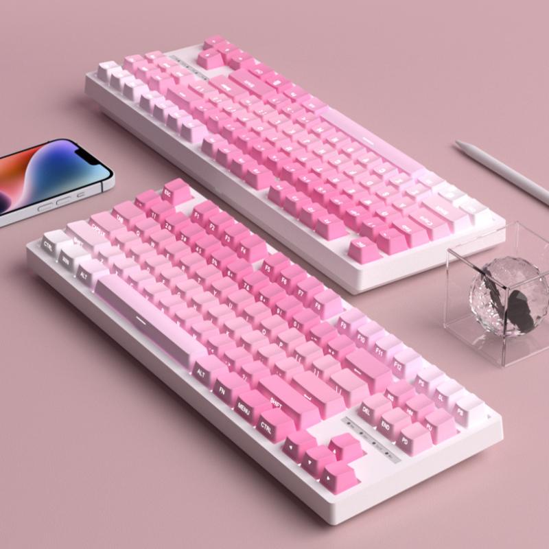 Gradient Pink Keycap Set With Puller PBT OEM Profile Translucent ...
