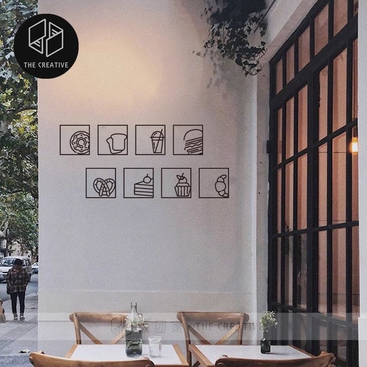 Cake Bread Ice Cream Hamburger Milk Tea Wall Decal Bakery Shop Vinyl ...