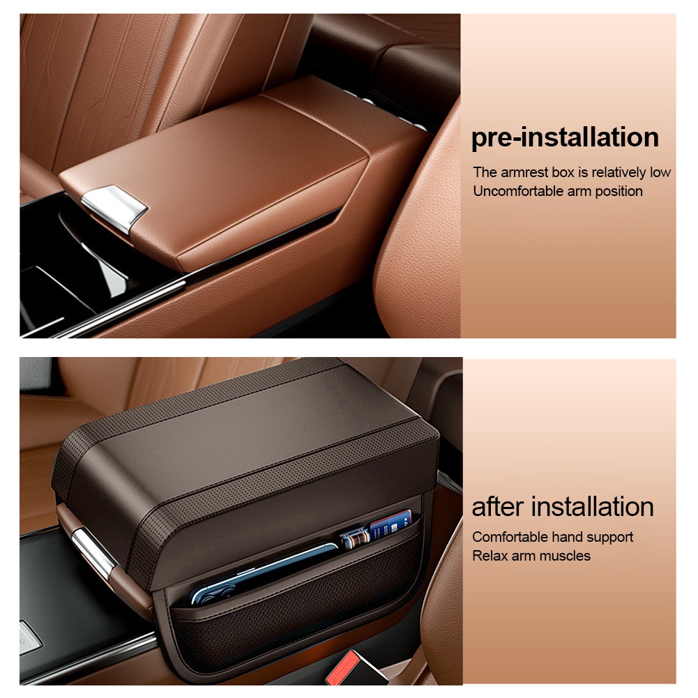 Car Armrest Pad With Organizer Leather Armrest Cushion Central ...