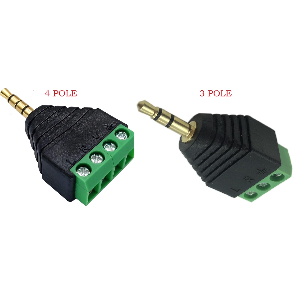 2.5mm 3Pole / 4 Pole TRRS MIC Male to 4-Screw Terminal headphone ...