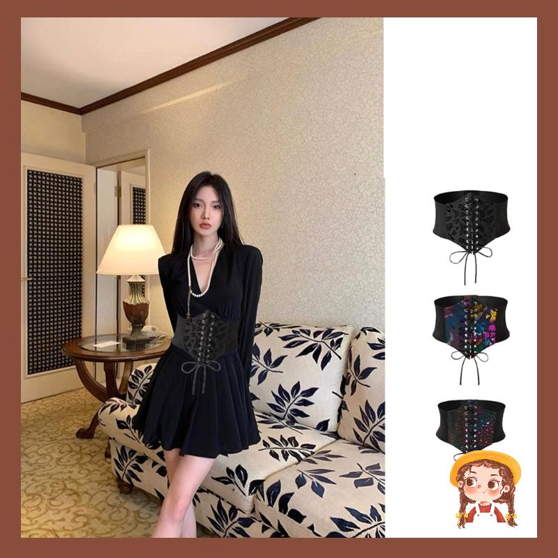 blg Vintage Corset Lace Up Bustier Waist Cincher Trimmer French ...