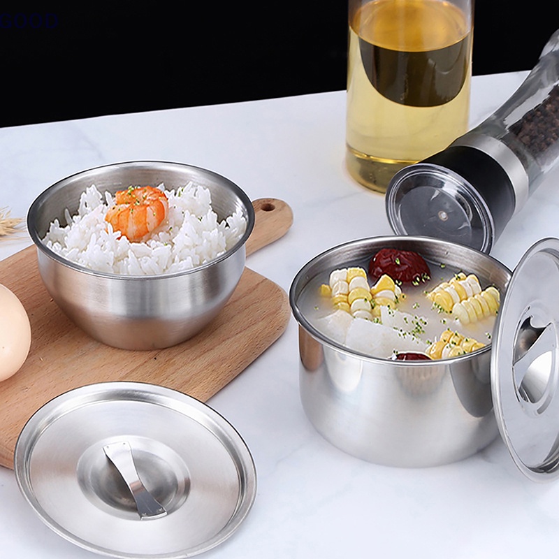 [GOOD] 304 Stainless Steel Rice Bowl With Lid Soup Bowl Steamed Rice ...