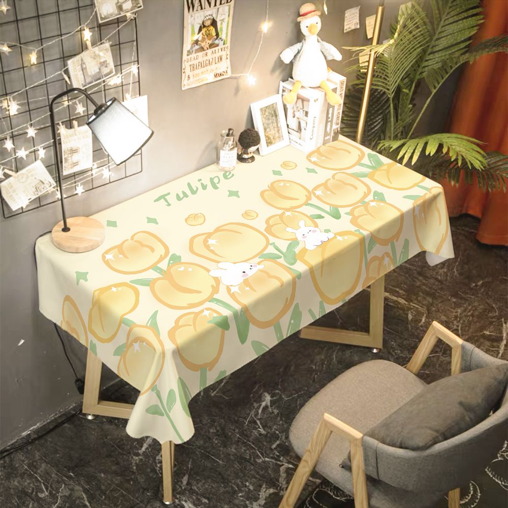 Cartoon Tulip Tablecloth Cute High-value Dormitory Bedroom Study Table ...
