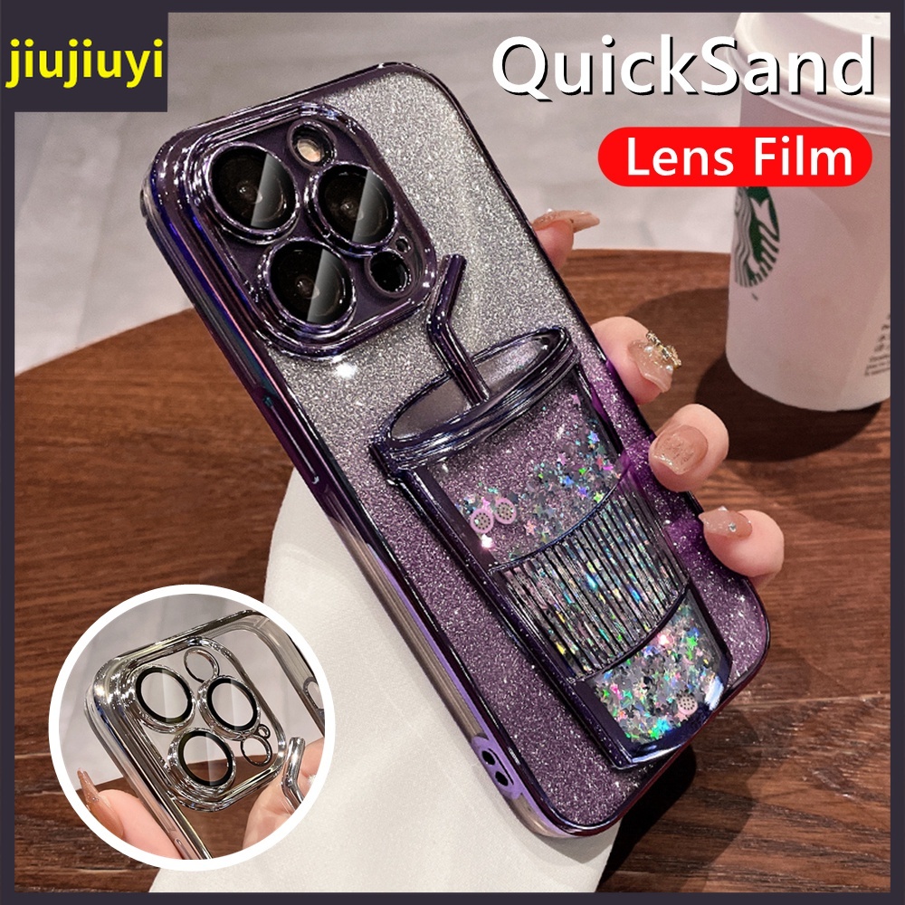 Luxury Glitter Quicksand Milk Tea Cup Phone Case For iPhone 11 12 13 14 ...