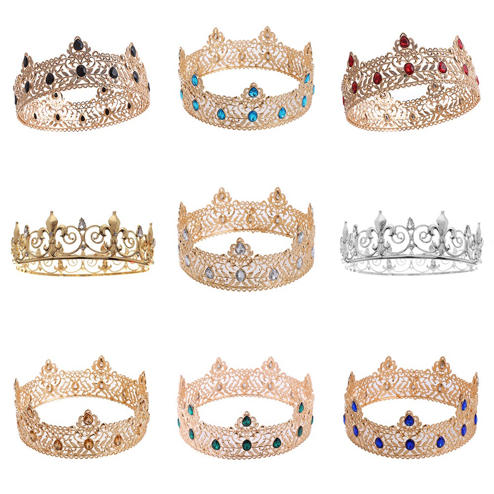 🇵🇭 Ready Stock Men's Crown Hair Accessories Wedding Party Metal Crown ...