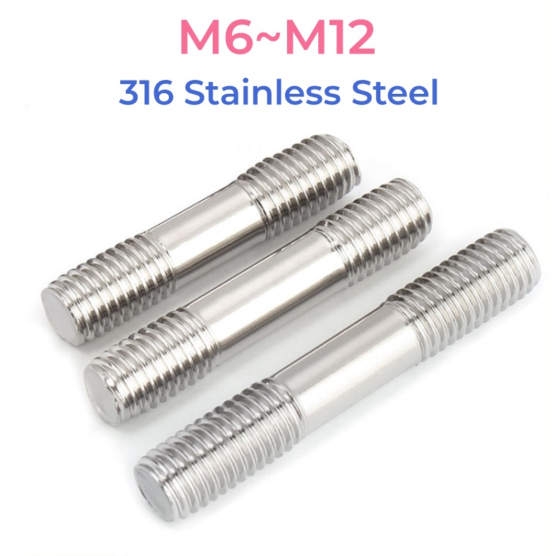 GB901 316 Stainless Steel Double End Thread Rod M6 M8 M10 M12 Stud ...