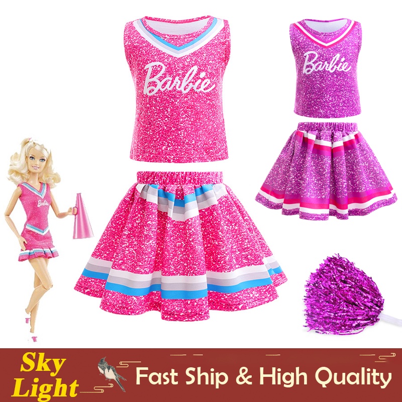 Barbie Princess Charm Cheering Leader Cosplay Costume For Kids Pink ...