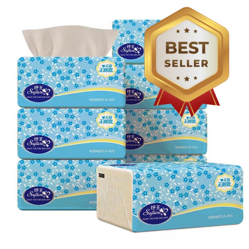 Softone Organic green Facial Tissue Paper 4 ply 8 Packs Tissue Paper ...