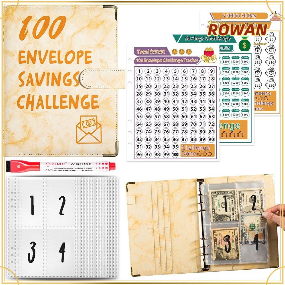 RW-HOME 100 Envelopes Money Saving Challenge, A5 PU Envelope Challenge ...