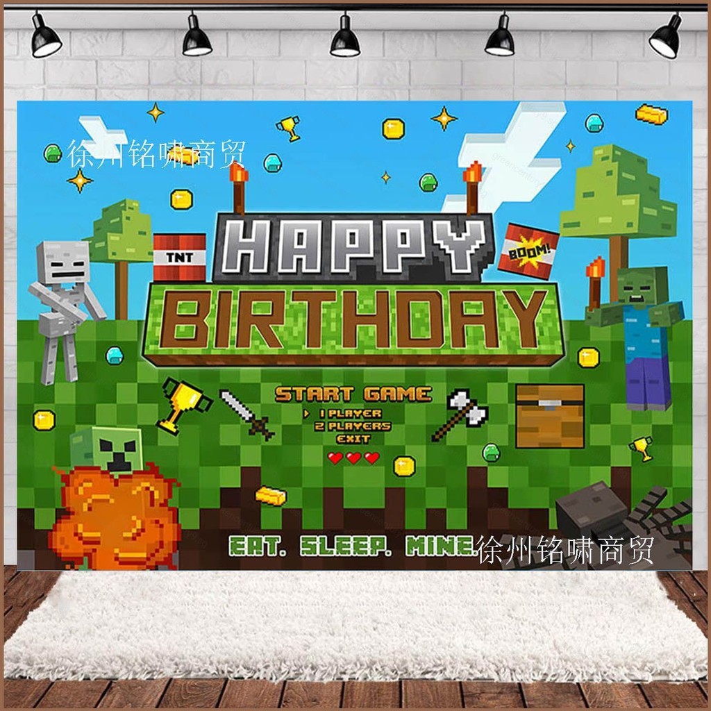 gre9 Minecraft Theme decoration Celebrate birthday Party Photo ...