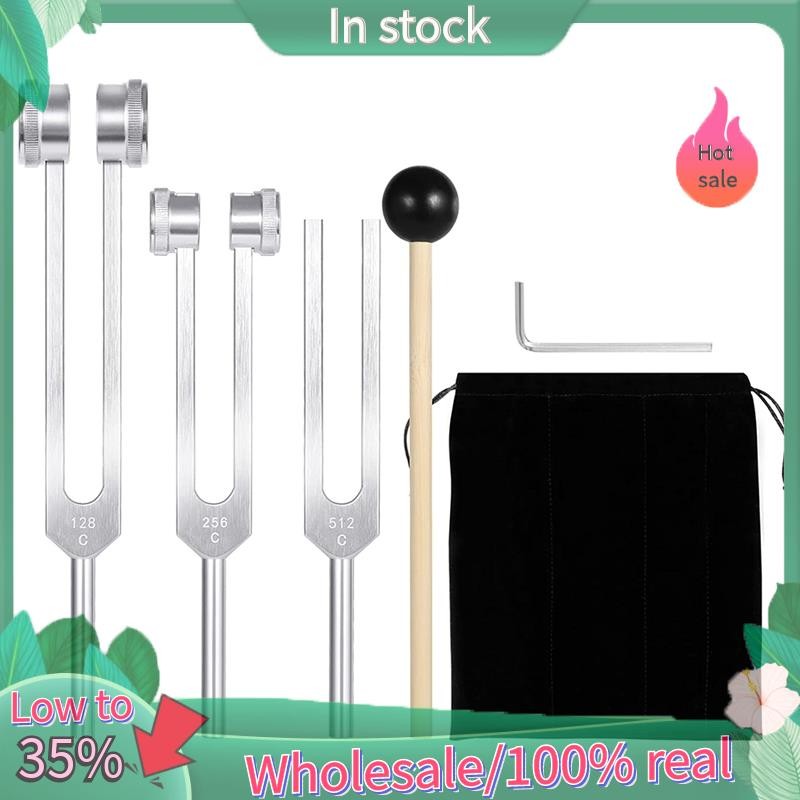 Tuning Fork Set (128Hz, 256Hz, 512Hz) of 3 Pack,Tuning Forks with Reflex Hammer for Sound ...