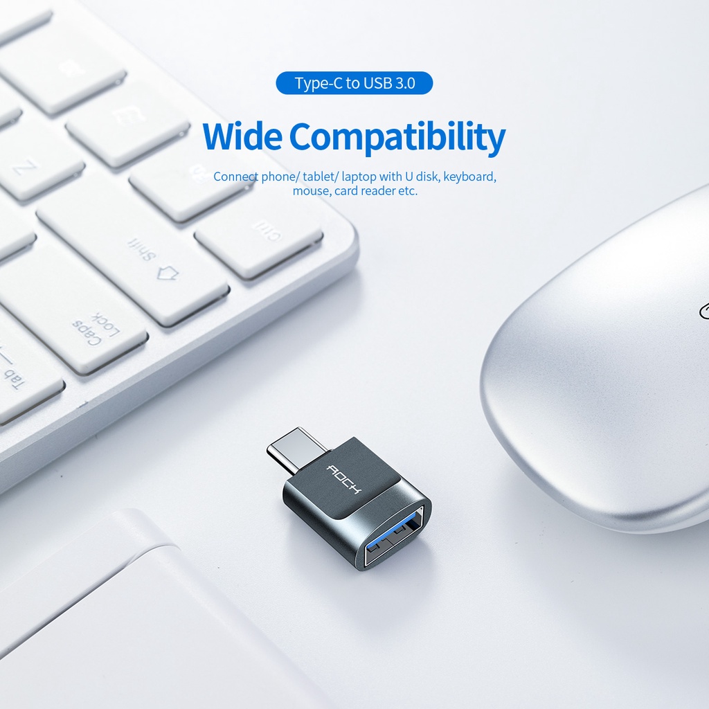 ROCK Adapter Type-C to USB A OTG 3.0 Charging 5V3A Fast Data Transfer ...