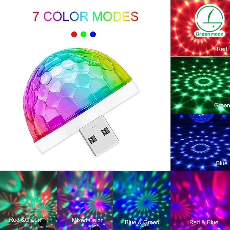 Portable RGB Mini USB Disco Light Bulb LED DJ Party Portable Crystal ...