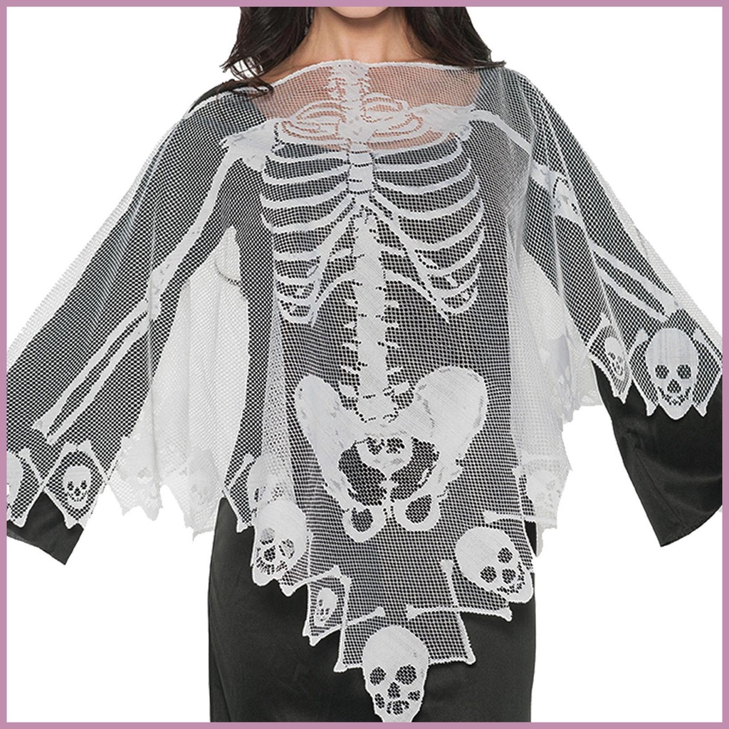 Halloween Spider Web Cape 57 In Skeleton Skull Shawl Spider Web ...