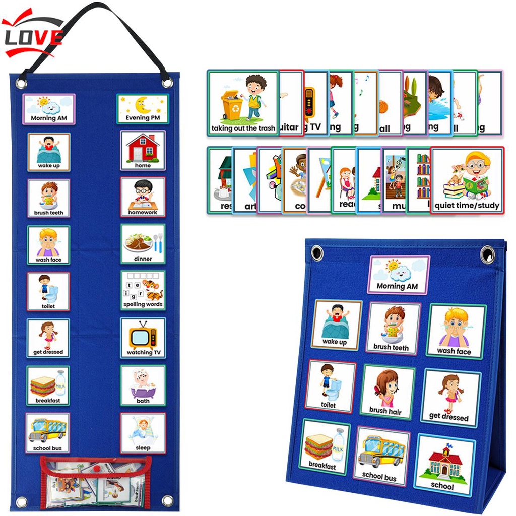 Kid Visual Schedule Visual Planner Chore Chart with 70 Cards Children ...