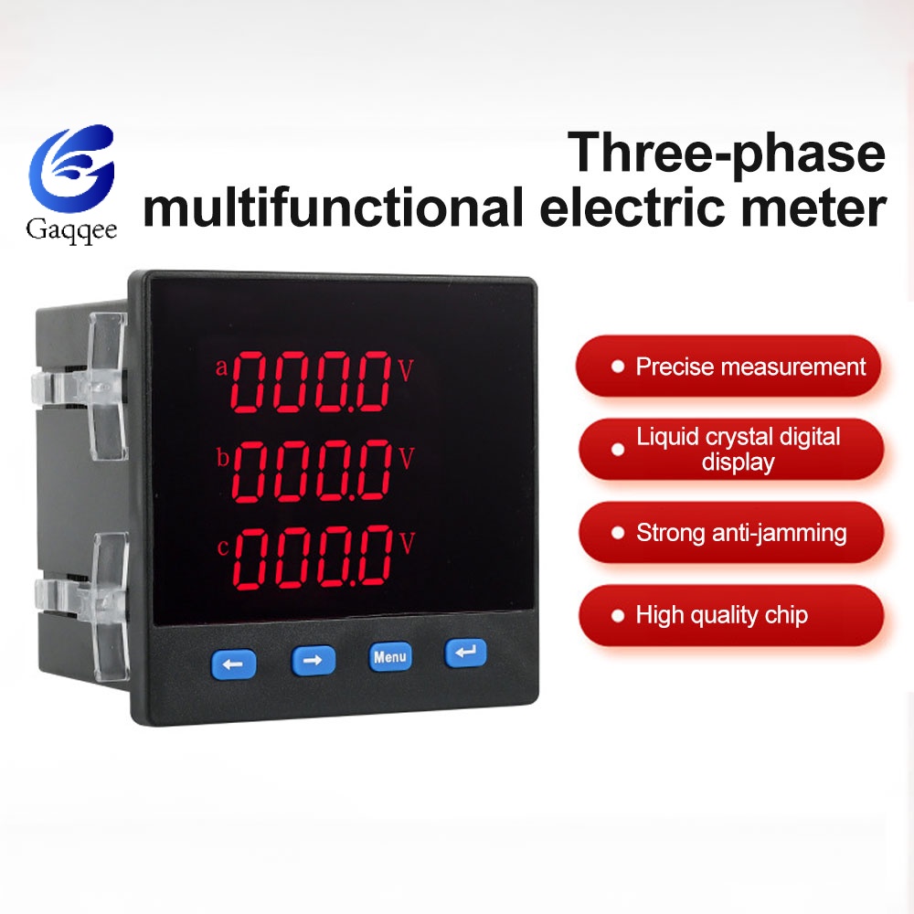 GAQQEE 3 Phase Voltage Meter AC 220V Digital Voltmeter LED Display ...