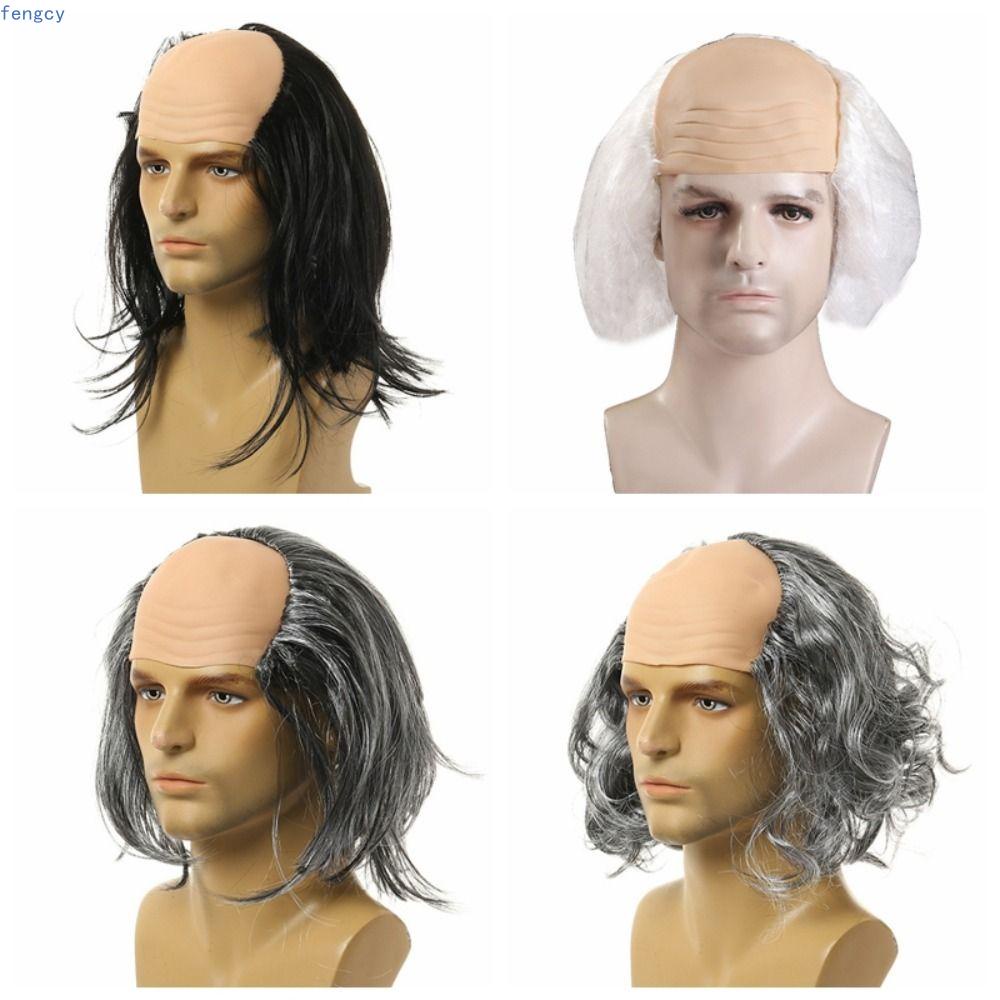 FENGCY Funny Bald Wig, Props Straight Old Man Bald Wig, Party Cosplay ...
